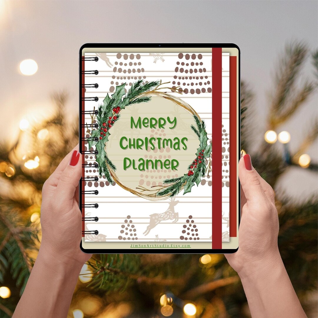 Wreath-themed Xmas Planner | Digital Holiday Journal for Christmas Goal ...