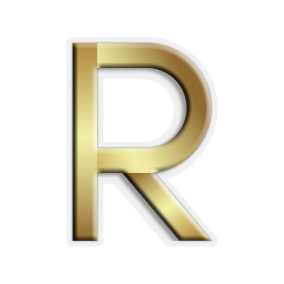 Initial R Sticker Letter R Stickers Gold Alphabet Stickers - Etsy