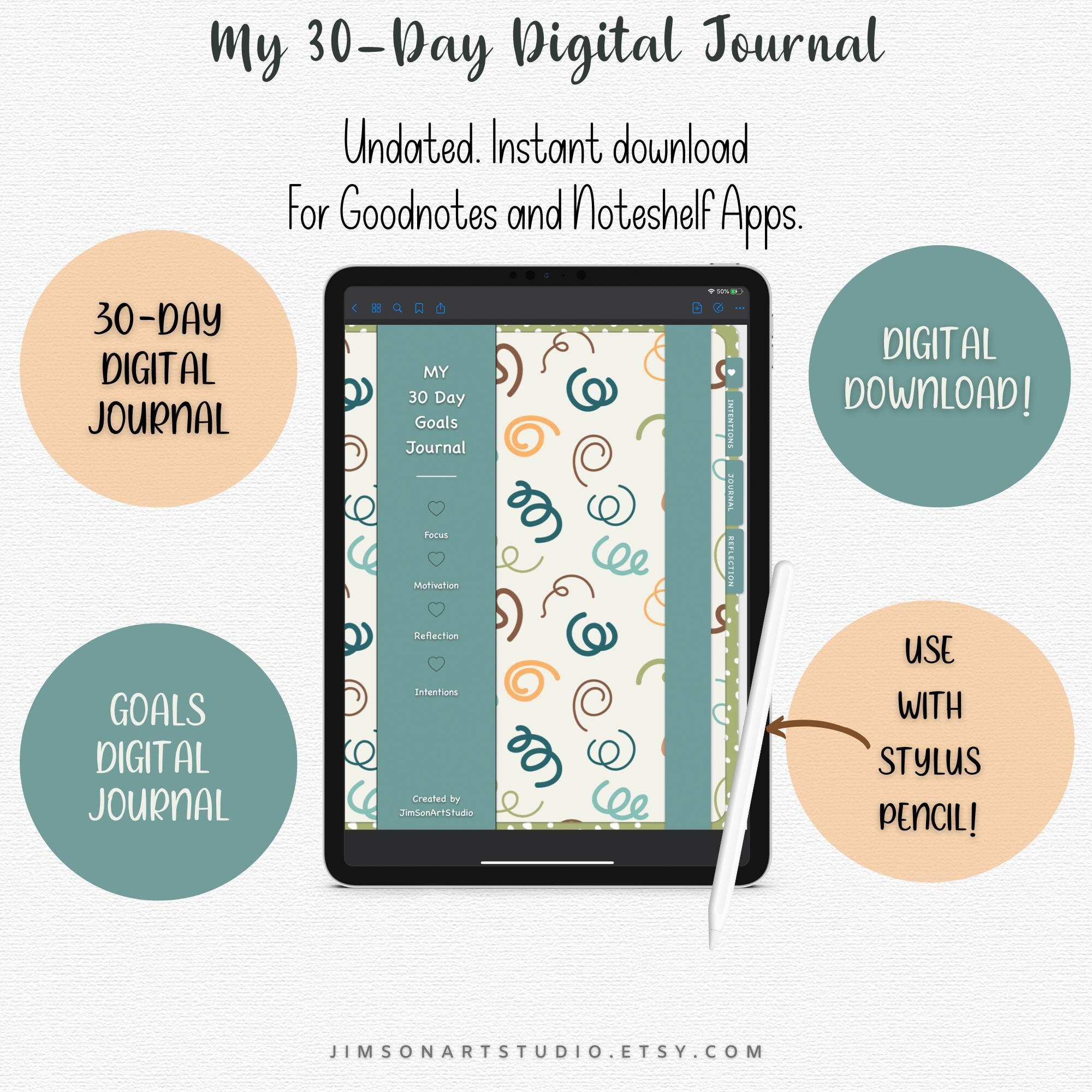 Digital Journal 30 Day Goals Planning | Compatible With Goodnotes ...