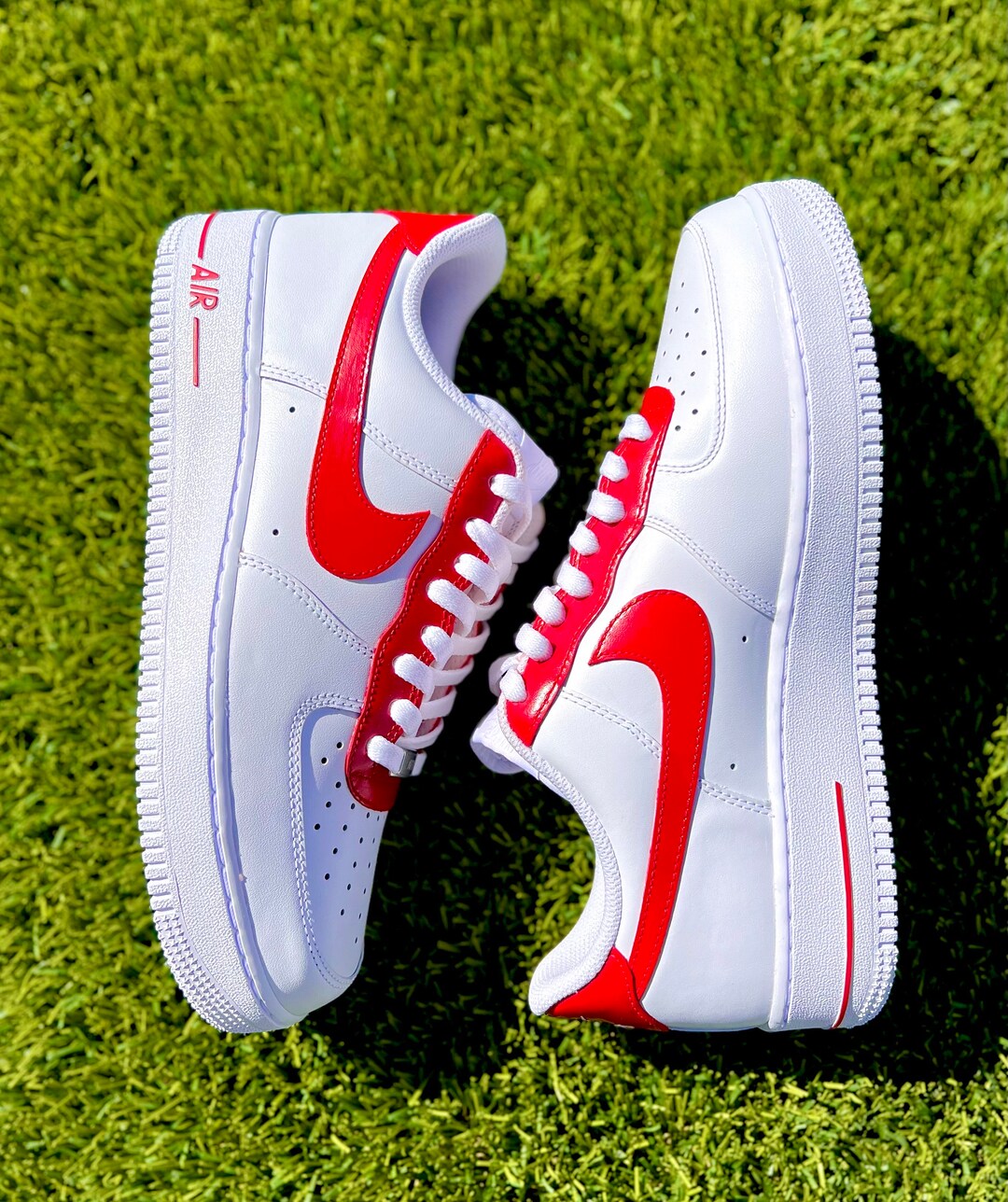 Hand Painted Red and White Custom AF1 - Etsy