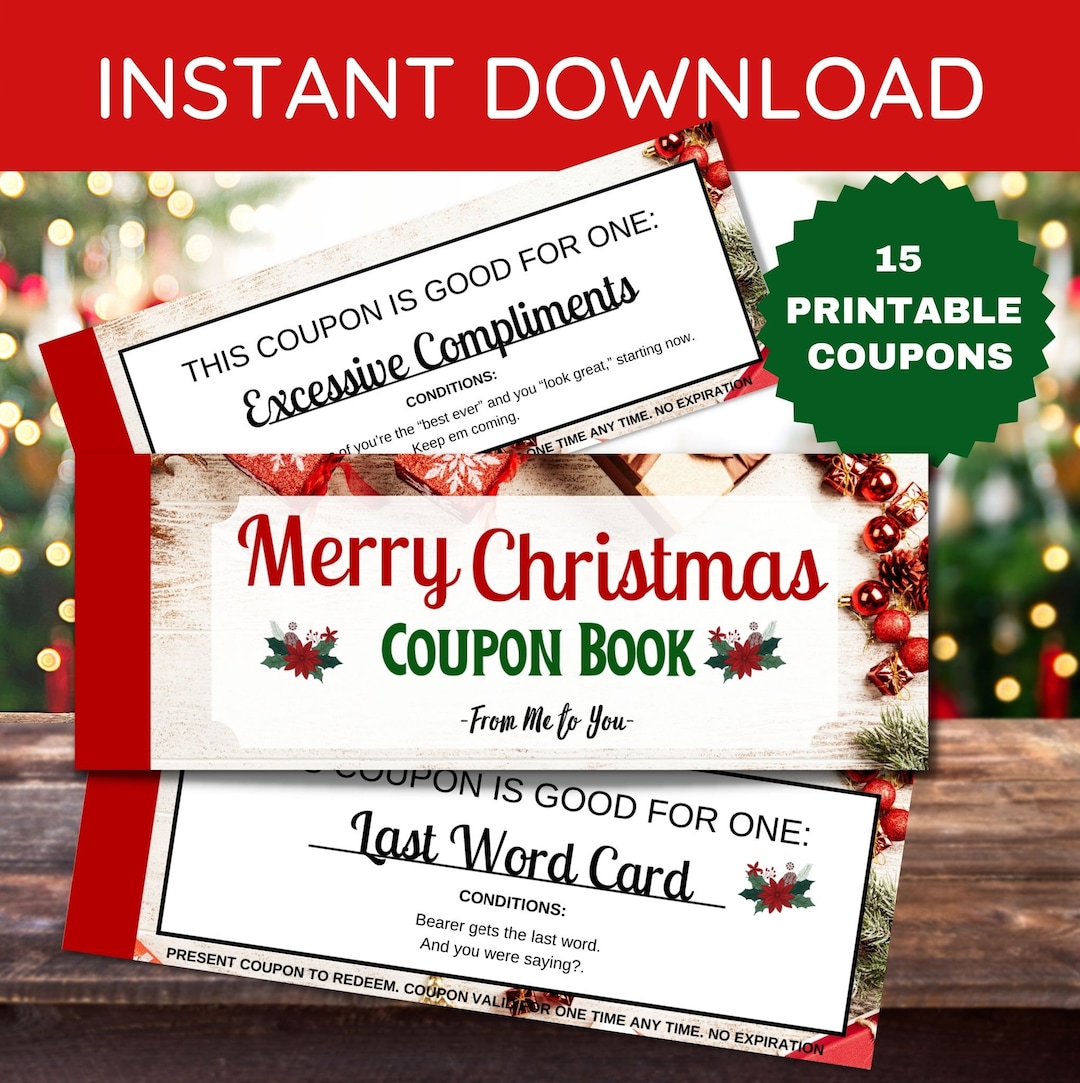 Christmas Coupon Book, Printable Love Coupons, Couples Coupons, Gift ...