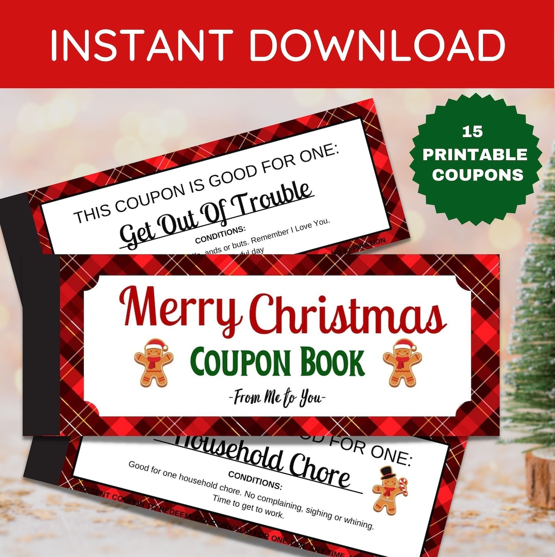 Christmas Gingerbread Man Coupon Book, Printable Love Coupons, BEST ...