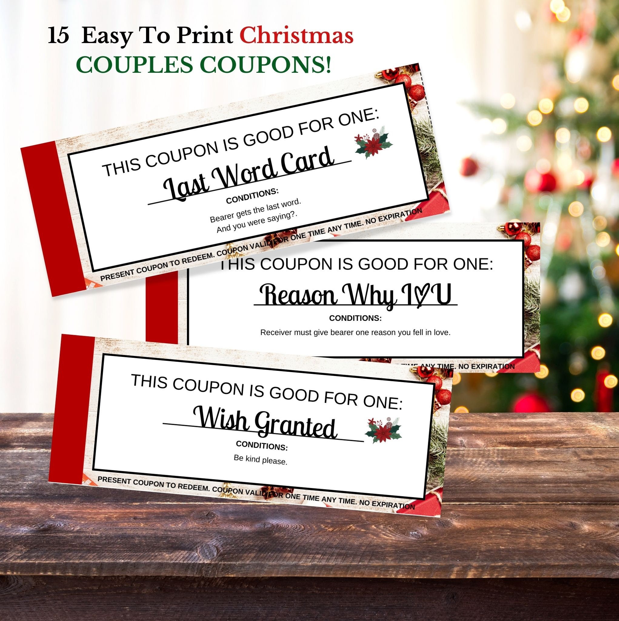 Christmas Coupon Book, Printable Love Coupons, Couples Coupons, Gift ...