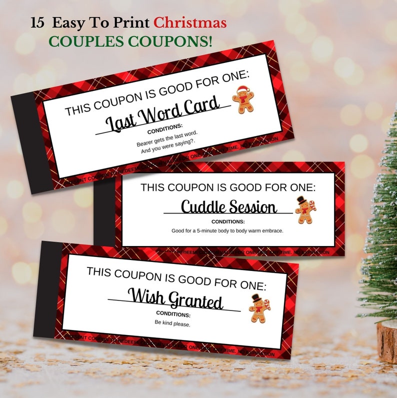 Christmas Gingerbread Man Coupon Book, Printable Love Coupons, BEST ...