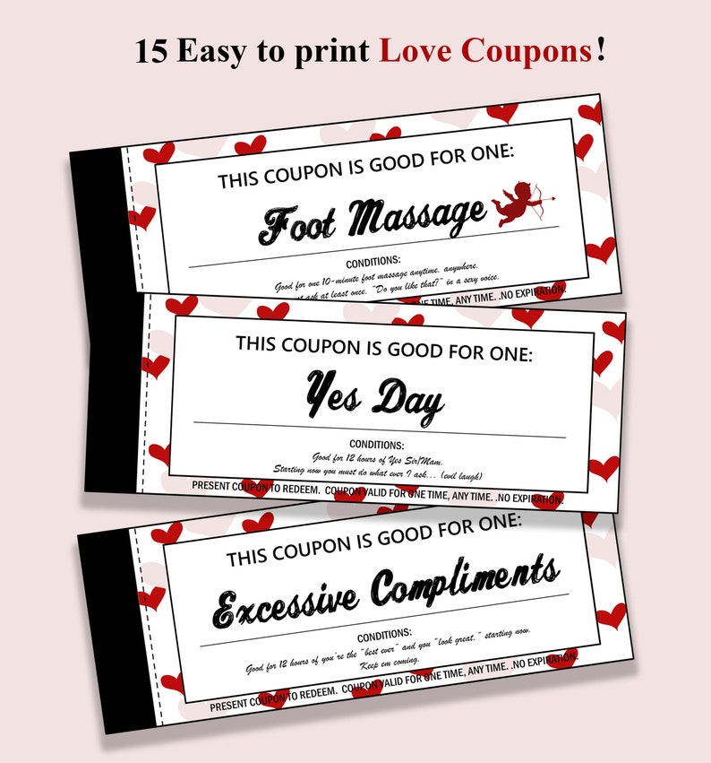 Valentines Day Coupon Book, Printable Love Coupons, Romantic Coupons ...