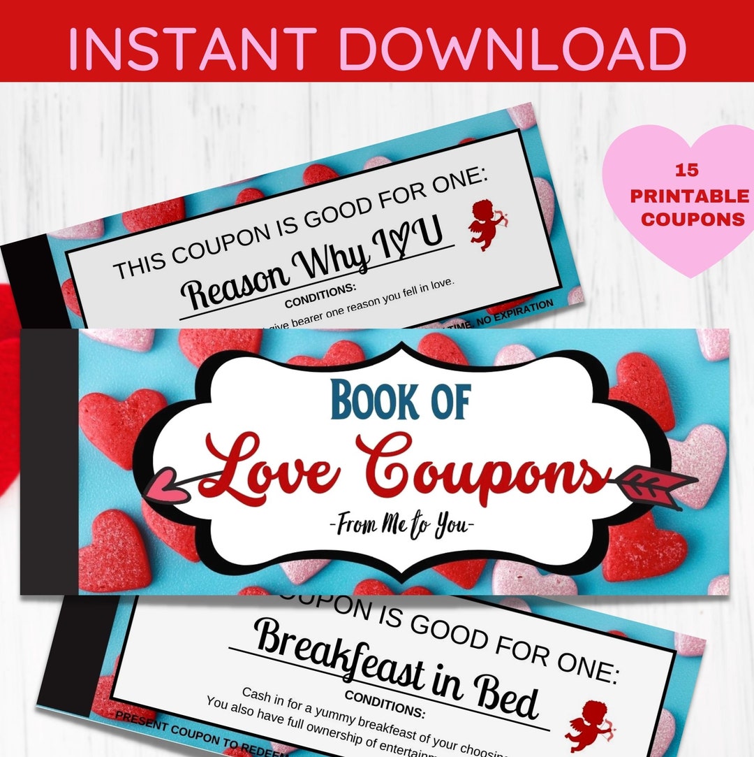 Valentines Day Candy Hearts, Coupon Book, Printable Love Coupons, BEST ...