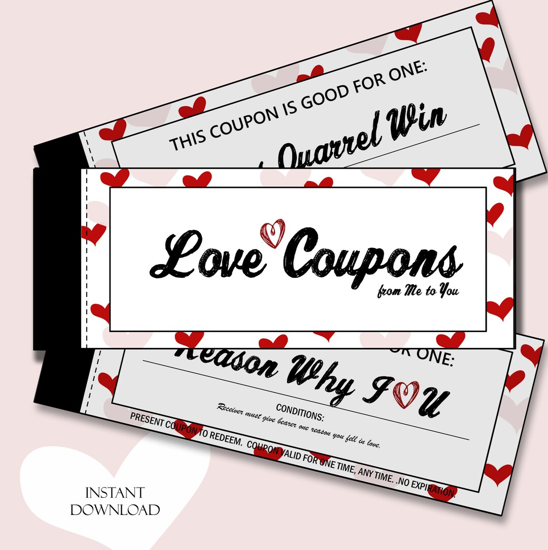 Valentines Day Coupon Book, Printable Love Coupons, Romantic Coupons ...