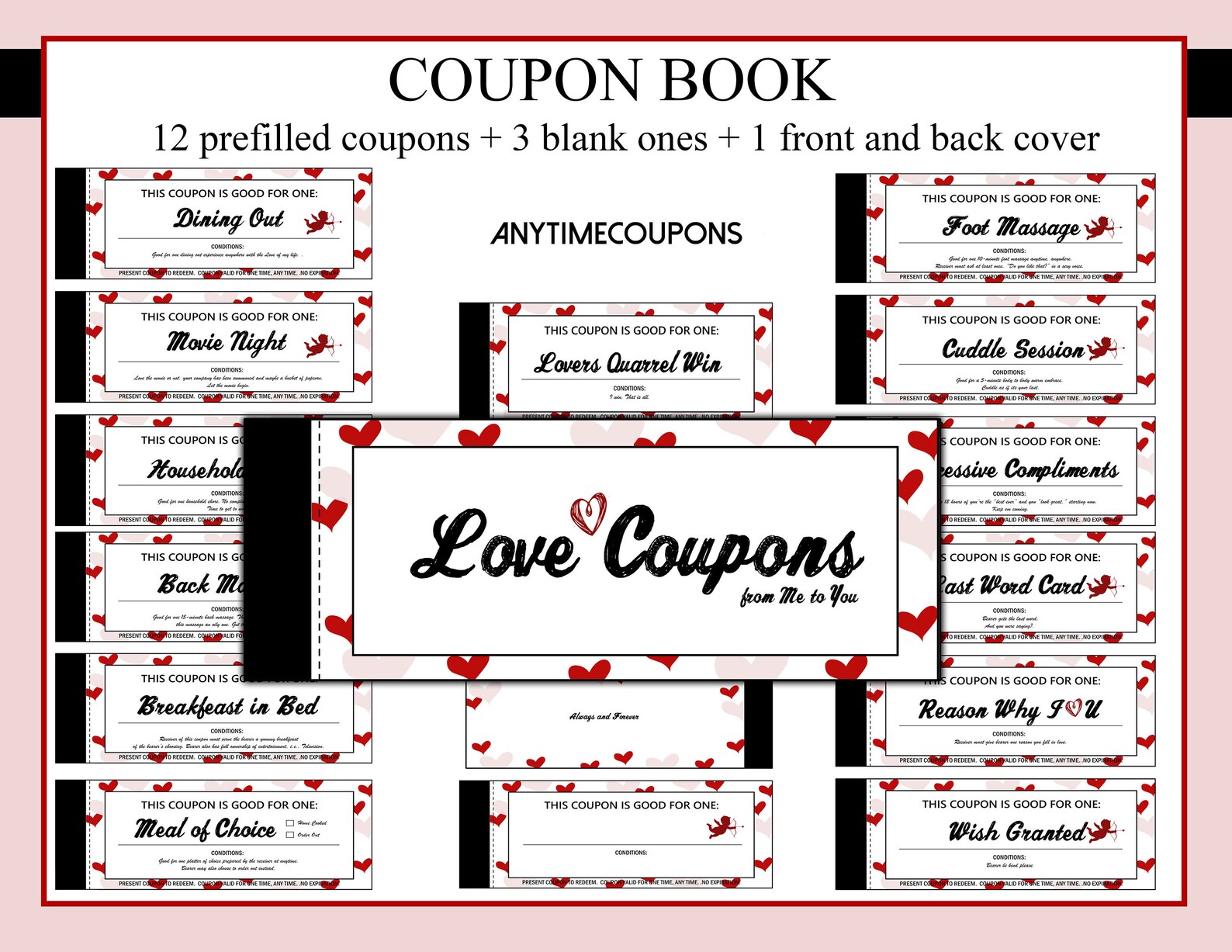 Valentines Day Coupon Book, Printable Love Coupons, Romantic Coupons ...