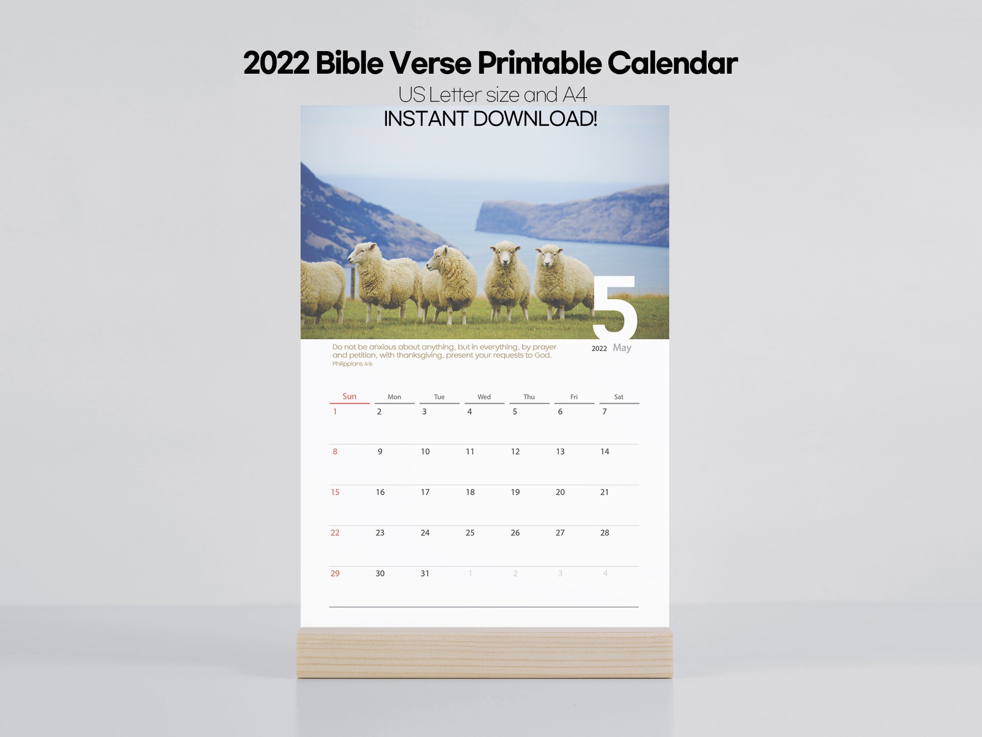 2022 Bible Verse Calendar Printable, 2022 Nature Calendar, US Letter ...
