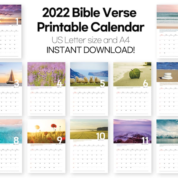 Christian Calendar 2022 Printable - Etsy