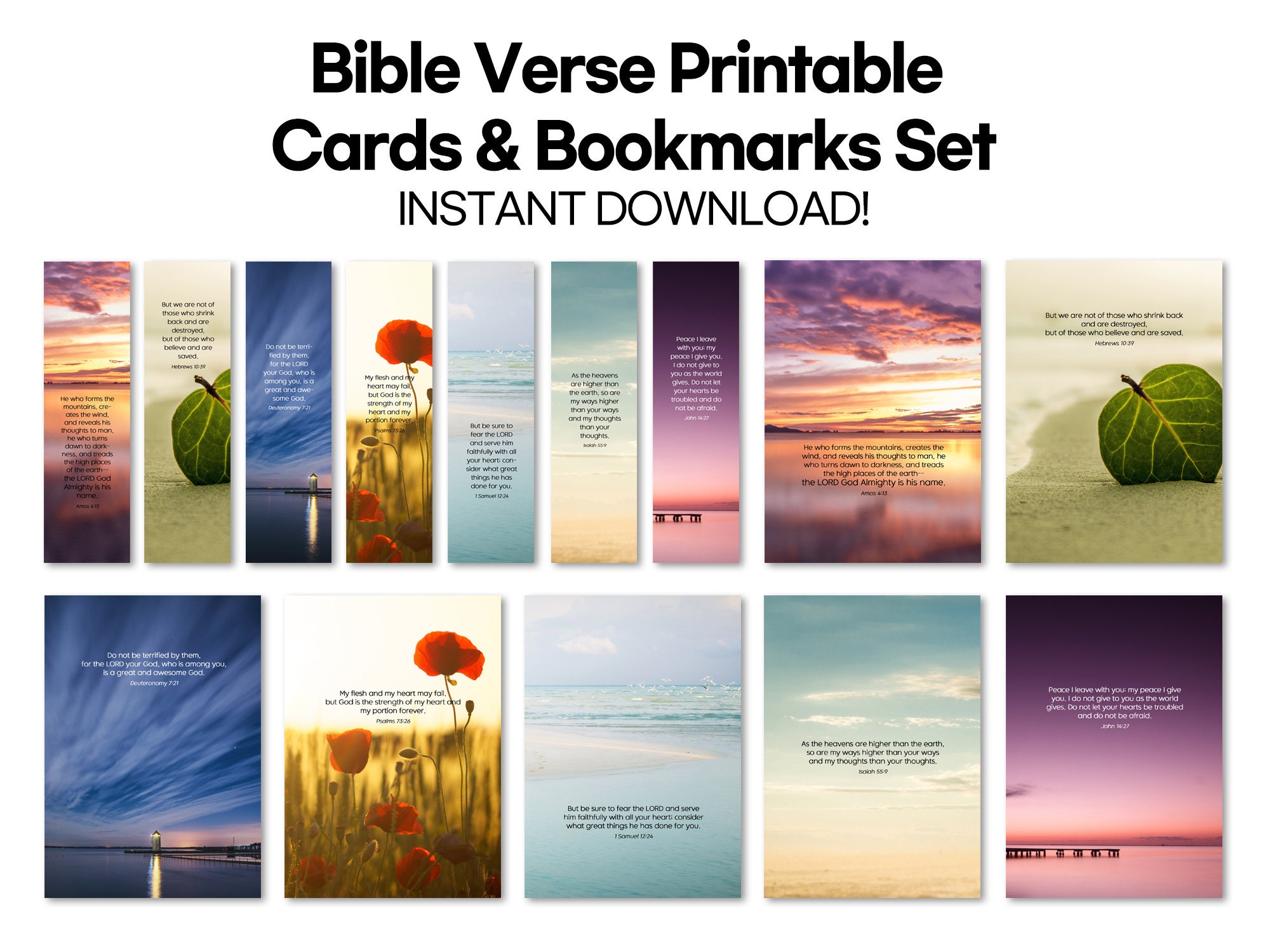 Printable Bible Verse Cards, Set of Nature Cards , Printable Scripture ...