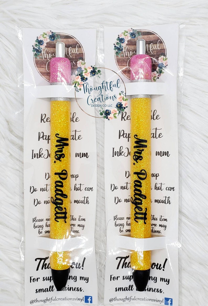 Custom Pen Packages. Epoxy Pen Cards. Glitter Pen Cards. - Etsy