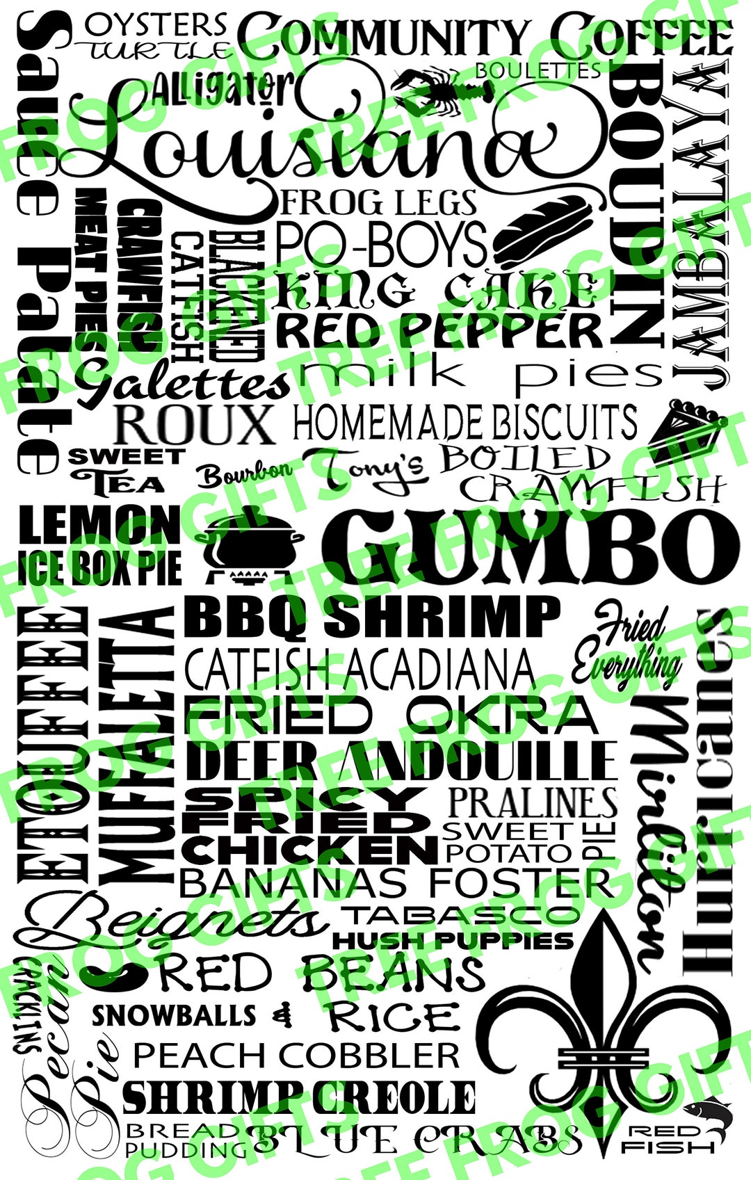 Louisiana Words Subway Tile Foods - Etsy