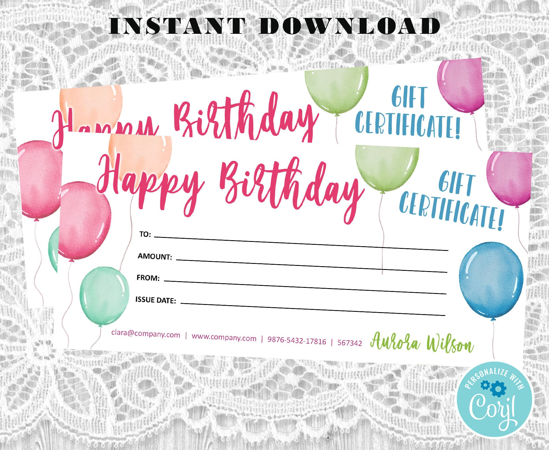 Birthday Gift Certificate Template Free Download