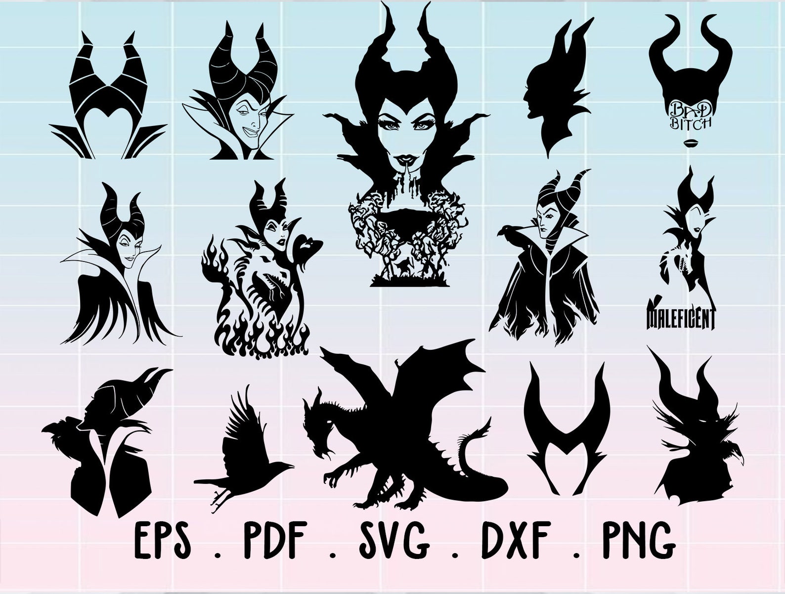 Maleficent Svg Maleficent Clip Art Maleficent Cut File Etsy