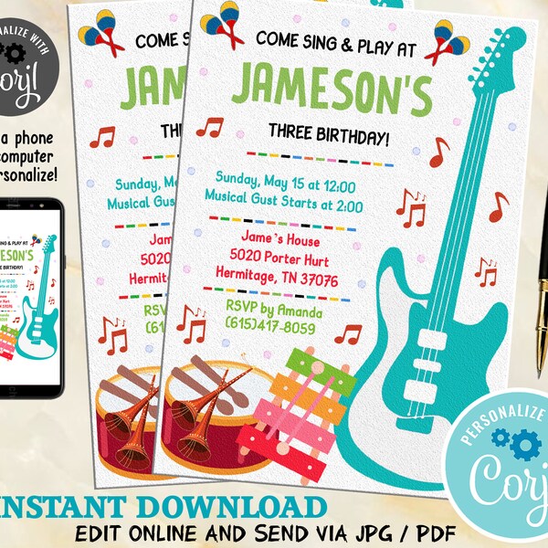 Music Theme Birthday Invitation - Etsy