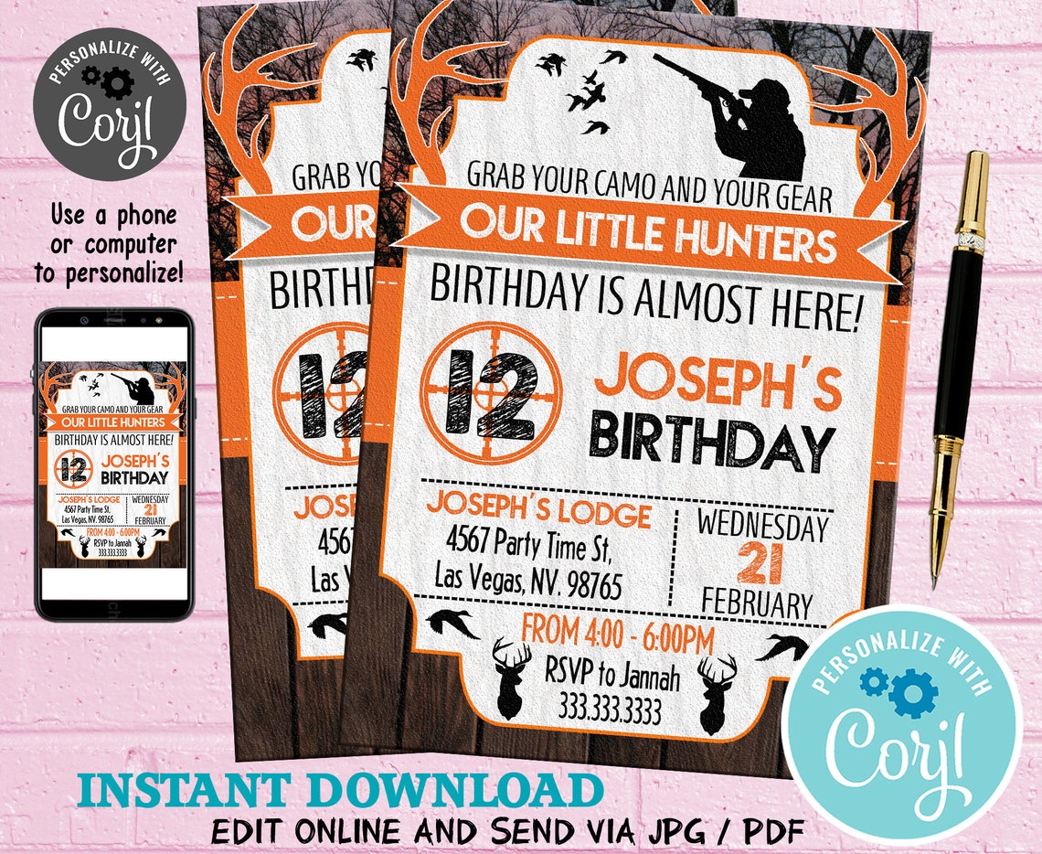 Hunting Party Invitation Hunting Birthday Hunting - Etsy
