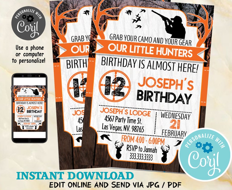 Hunting Party Invitation Hunting Birthday Hunting - Etsy