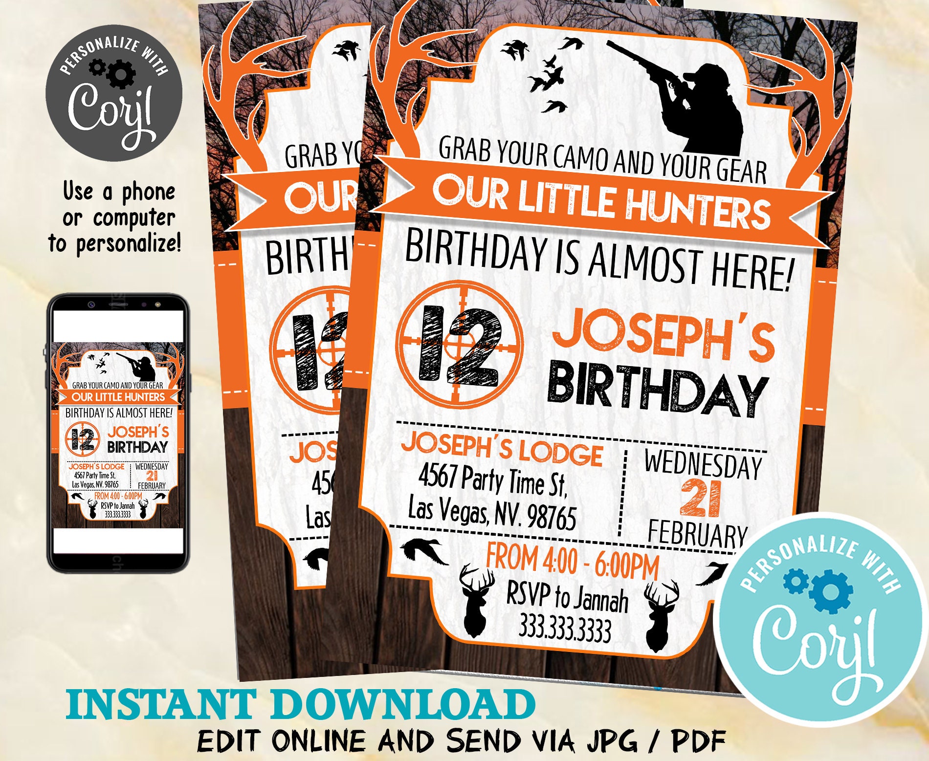 Hunting Party Invitation Hunting Birthday Hunting - Etsy