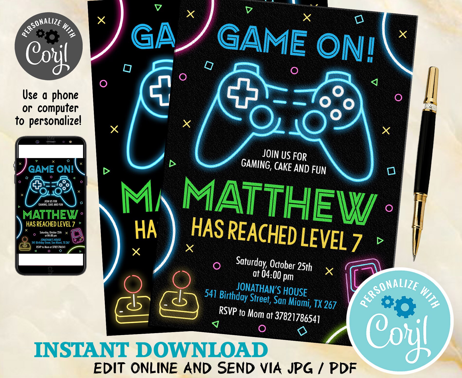Video Game Invitation Gamer Invitation Video Game Birthday - Etsy