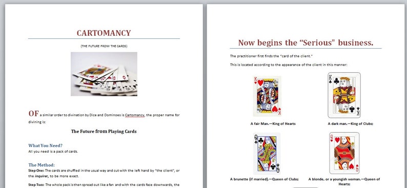 LEARN CARTOMANCY | Know the Future With Playing Cards | Printable PDF ...