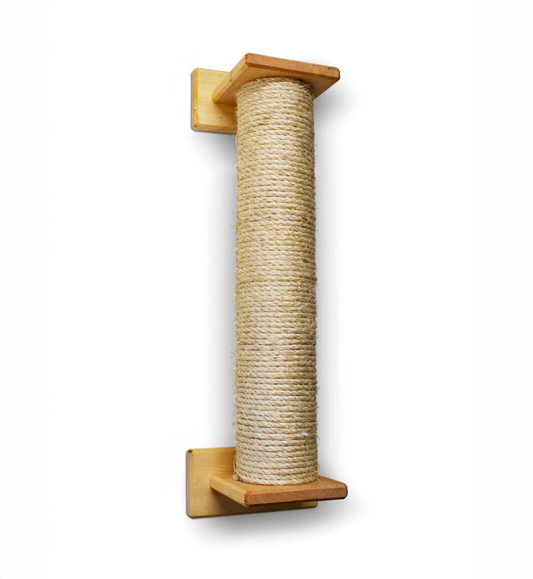 Cat Scratching Post Wall Mounted Solid Natural Wood & Sisal Rope Indoor ...