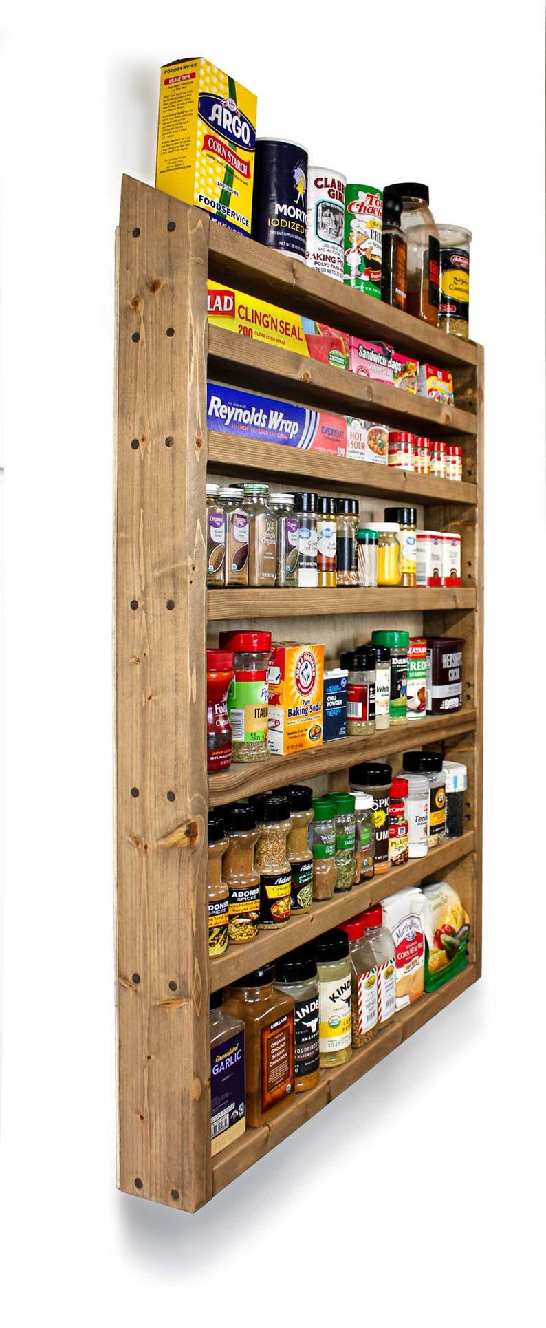 Large Spice Rack Kitchen Organizer Pantry Wooden Wall Mounted Seasoning ...