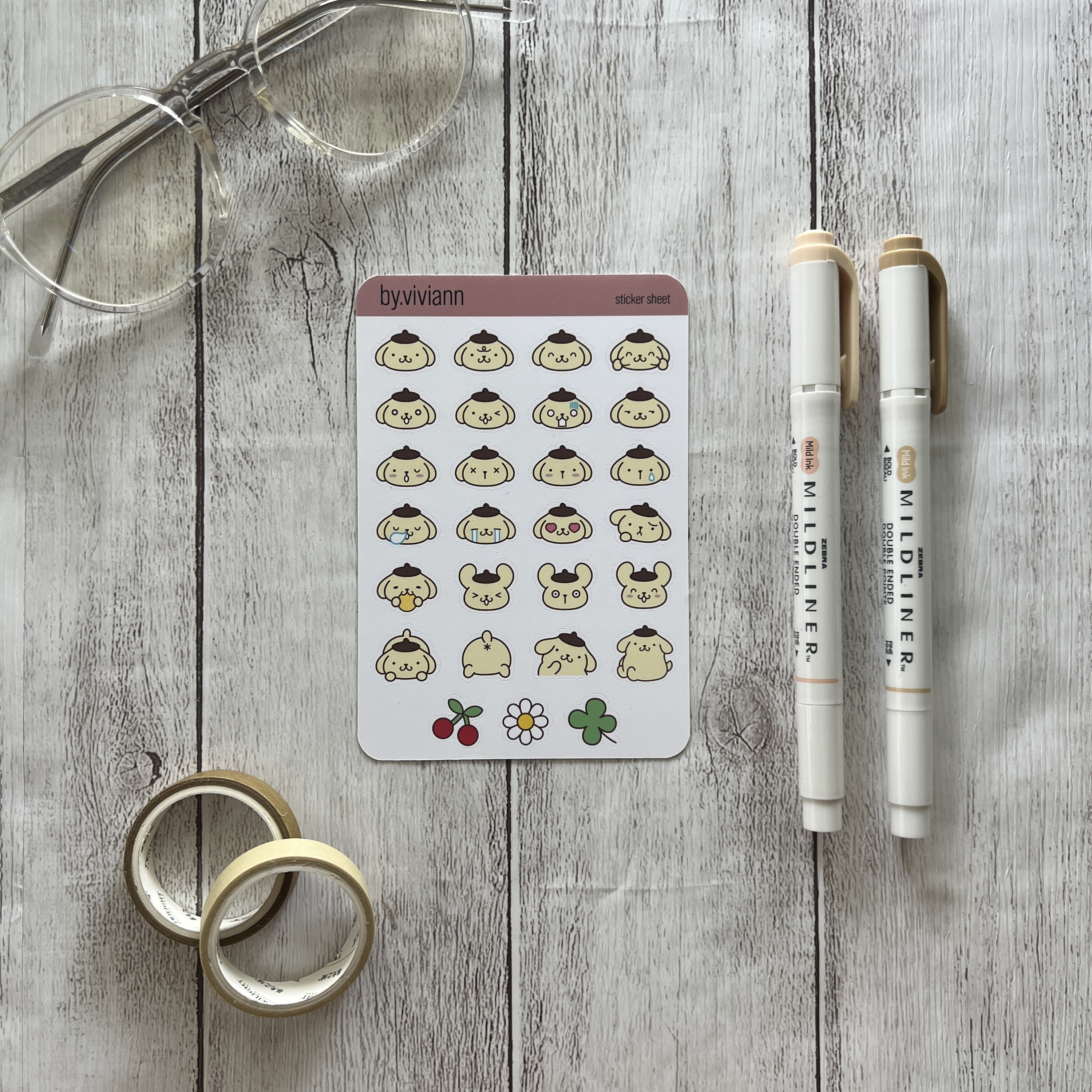 Pompompurin Emoji Mini Sticker Sheet Cute Sanrio Hello Kitty - Etsy