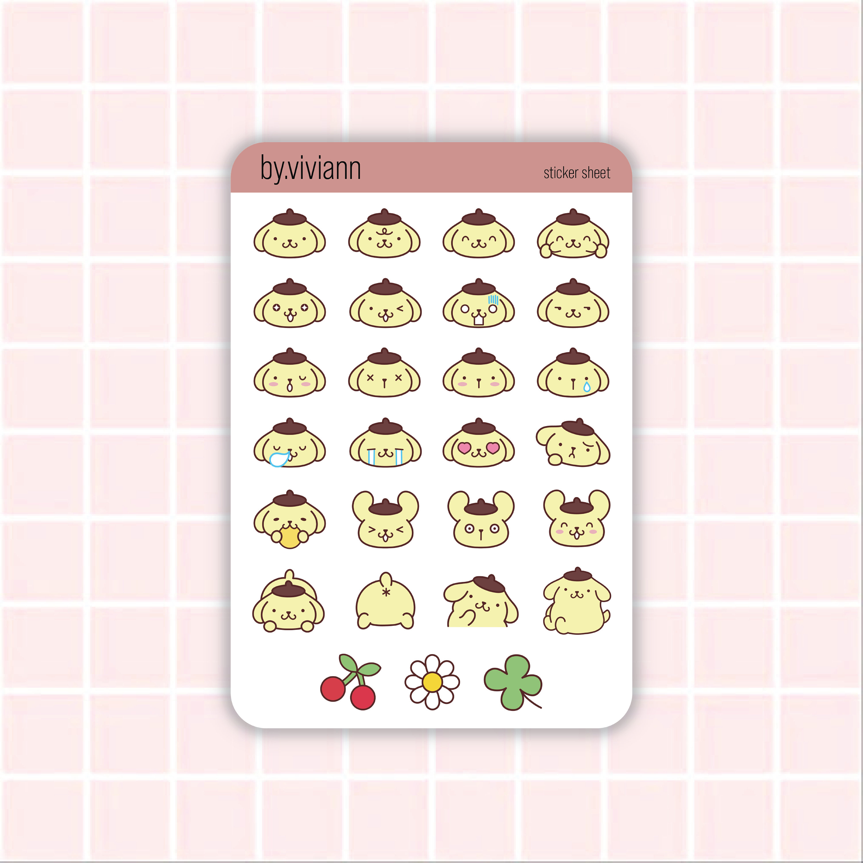 Pompompurin Emoji Mini Sticker Sheet Cute Sanrio Hello Kitty - Etsy