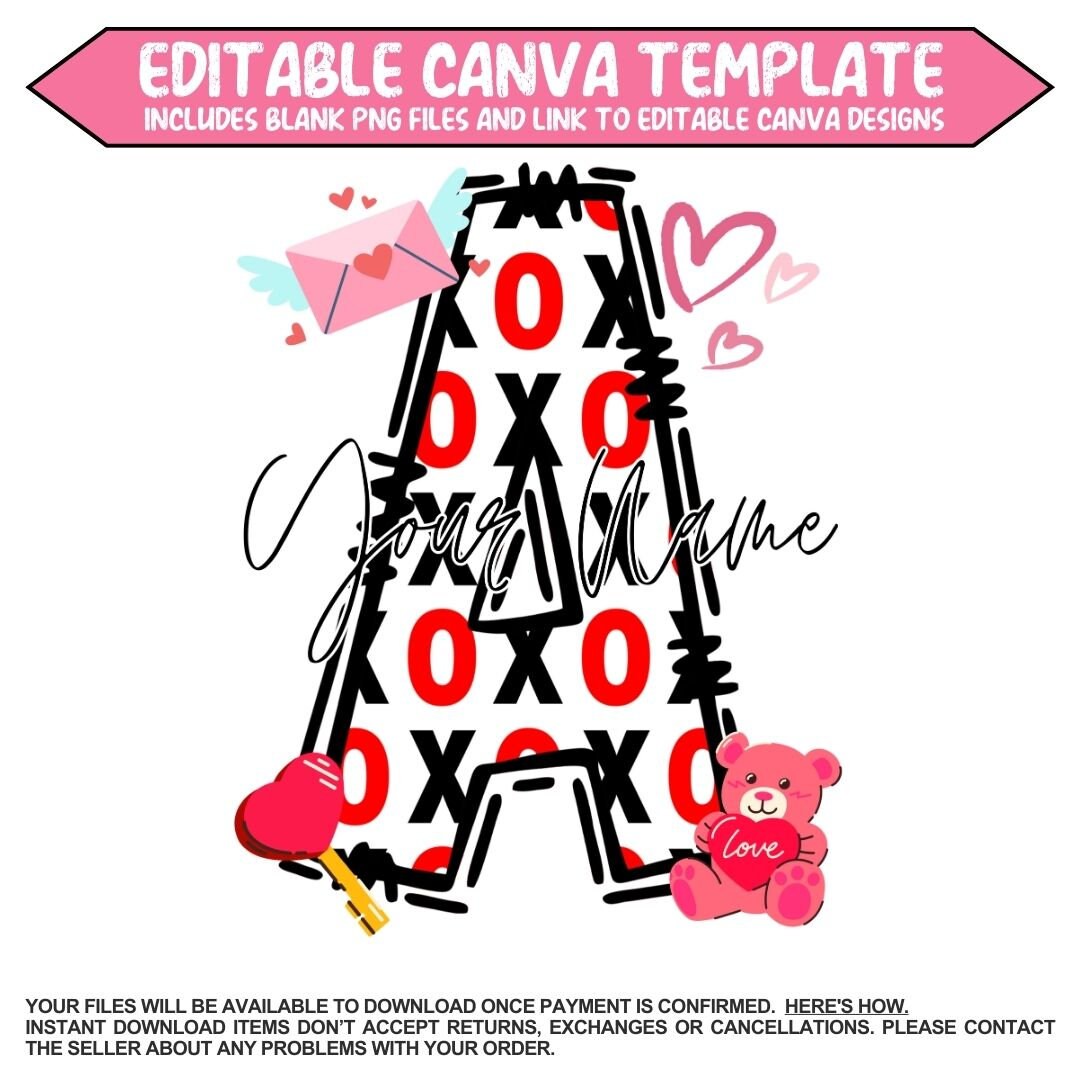 Editable Love Letter Monogram Digital Download, Valentine's Day ...