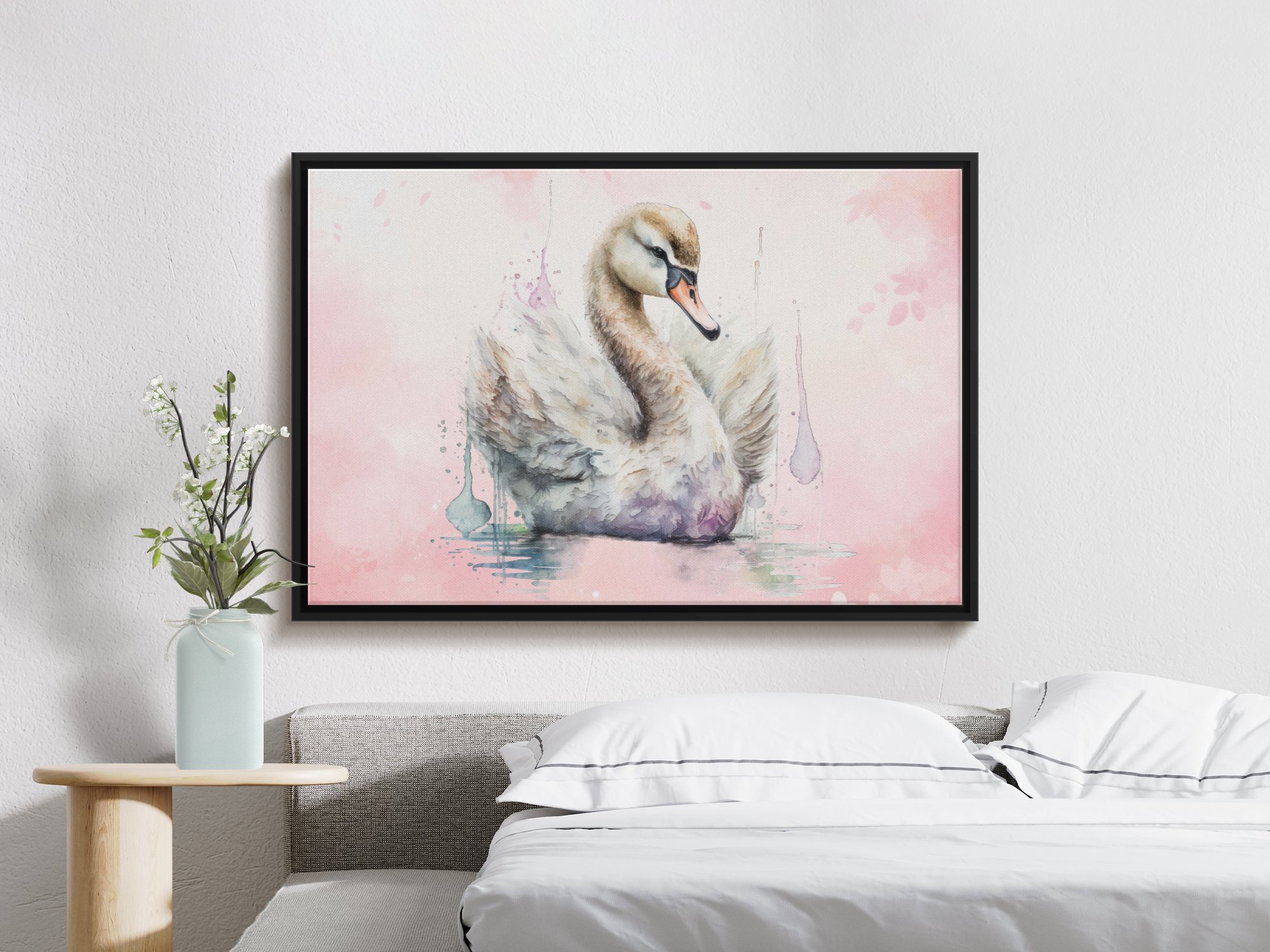 Coquette Swan Print, Watercolor Swan Art Print, Graceful Bird Wall ...