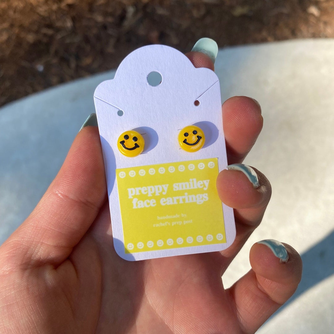 Preppy Smiley Face Earrings - Etsy