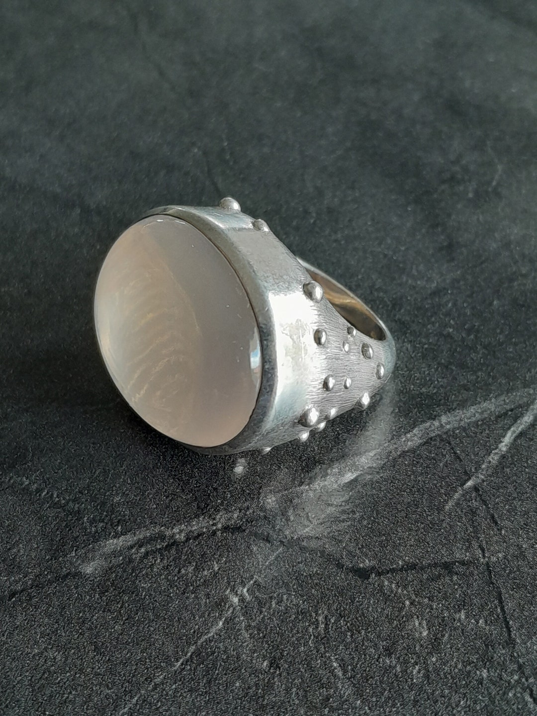 Sterling Silver Milky Quartz Large Ring - Etsy