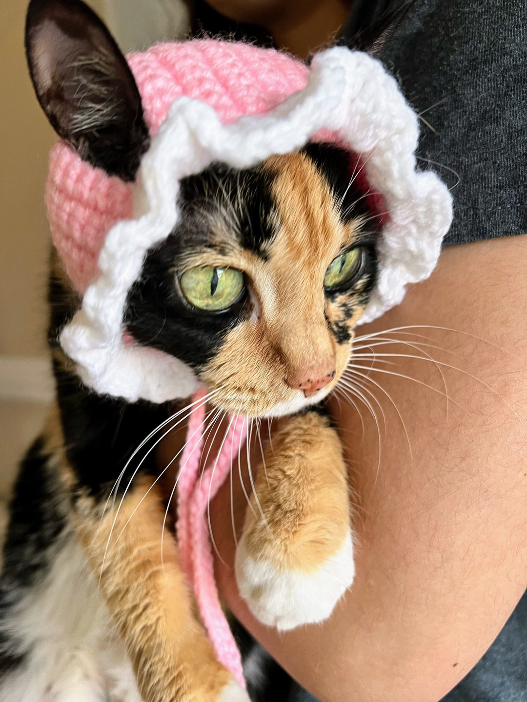Crochet Cat Bonnet Crochet Cat Hat Handmade Cat Hat Cat Gift Cat ...