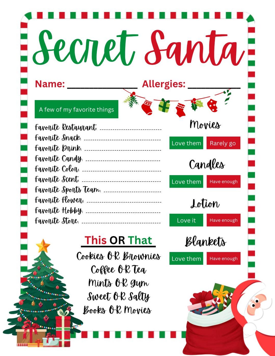 Secret Santa Wishlist, Gift Exchange, Wishlist, Secret Santa - Etsy