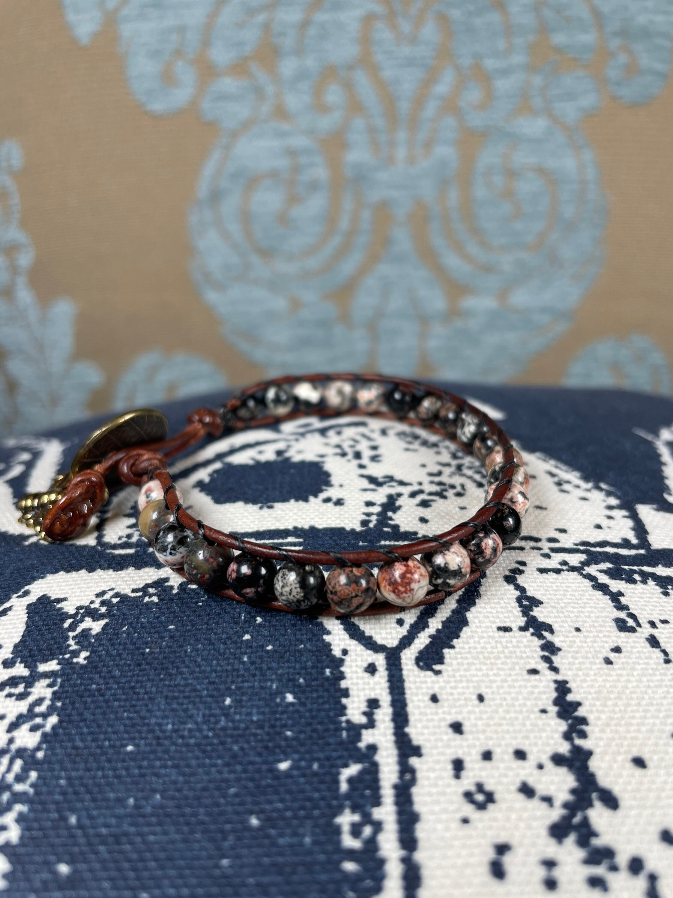 Stackable Red Snowflake Jasper Bead Bracelet - Etsy Canada