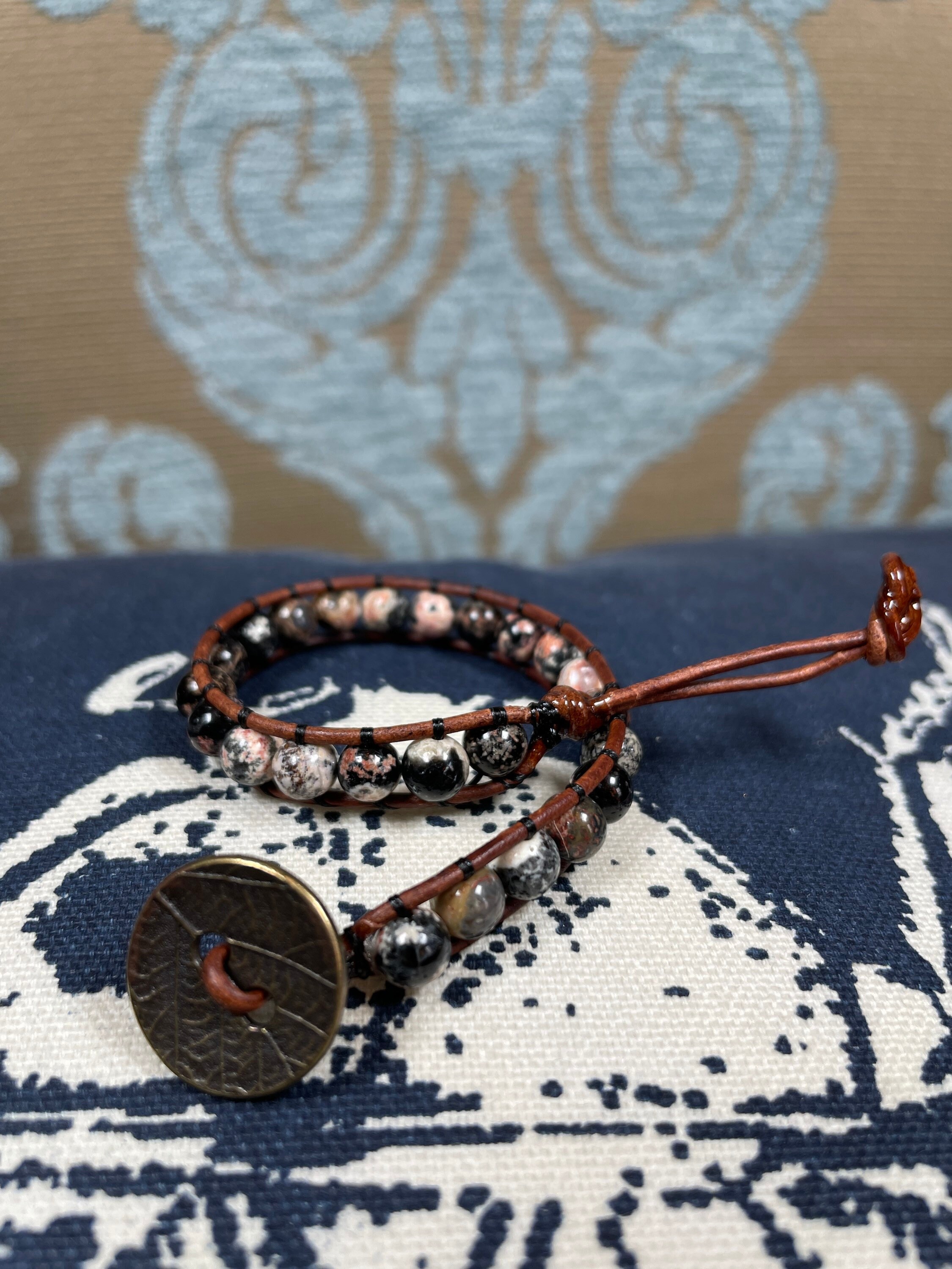 Stackable Red Snowflake Jasper bead bracelet | Etsy