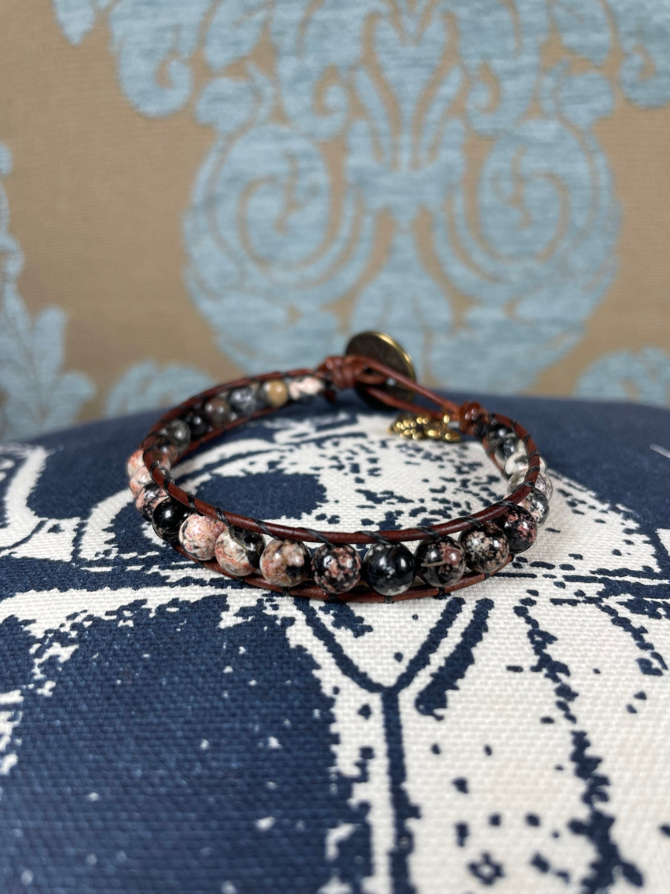 Stackable Red Snowflake Jasper Bead Bracelet - Etsy Canada