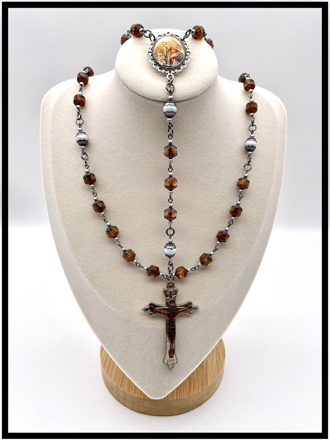 Light Topaz Picasso W/ Swarovski Crystal Pastel Blue Pearl Five Decade ...
