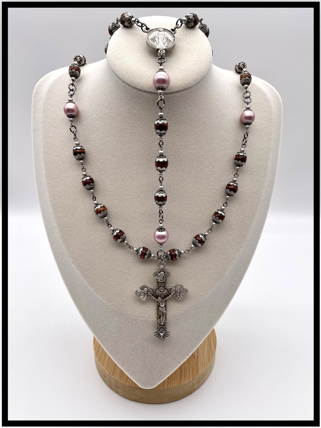 Walnut wood W/ Swarovski Crystal Powder Rose Pearl Five - Etsy