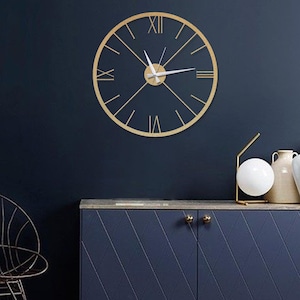 Modern Metal Gold Wall Clock, Gold Unique Wall Clock, Large Wall Clock ...