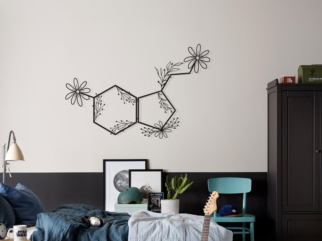 Serotonin Wall Art, Large Metal Wall Art, Above Bed Wall Decor, Floral ...