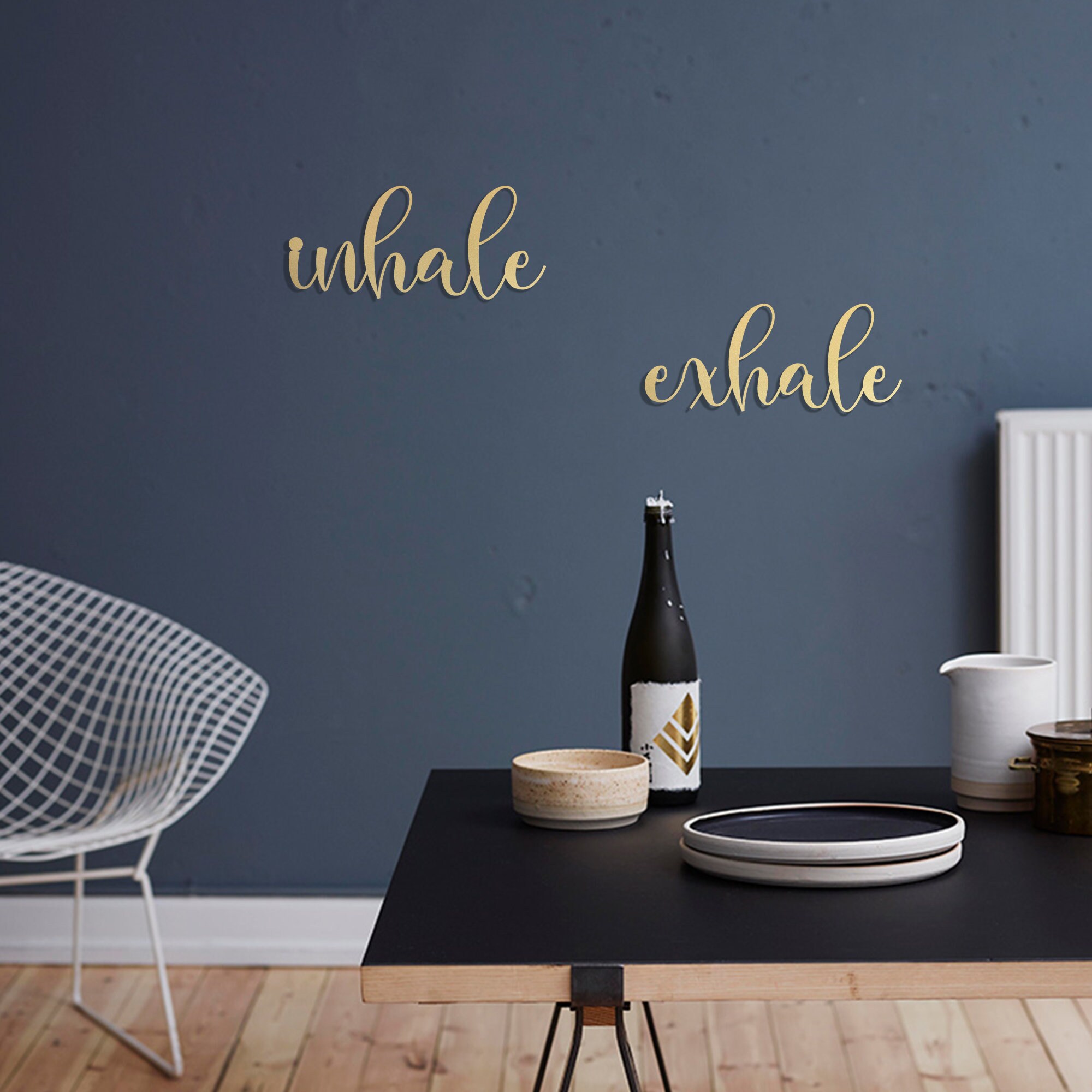 Inhale Exhale Metal Wall Sign Gold Yoga Wall Decor Gold - Etsy