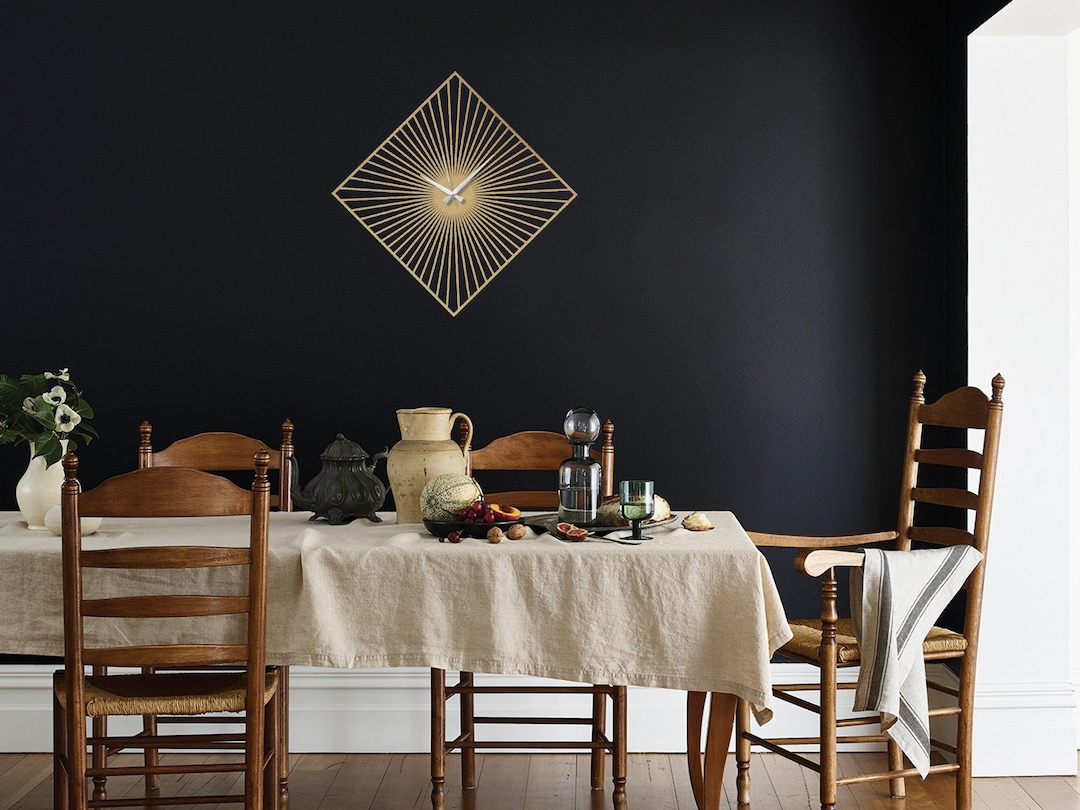 Metal Gold Rectangle Wall Clock, Gold Modern Wall Clock, Abstract Gold ...