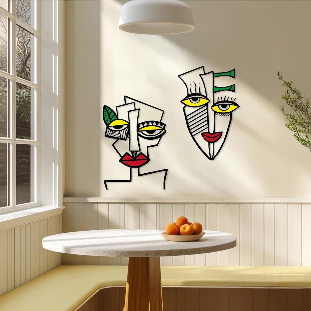 Colorful Picasso Metal Wall Art, Picasso Faces Wall Decor, Mid Century ...