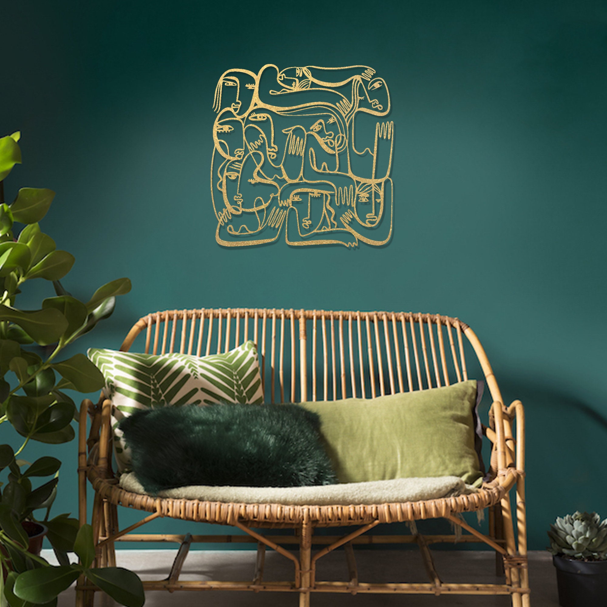 Gold Abstract Metal Wall Art: Modern Living Room Decor (20.4" X 20.4 ...