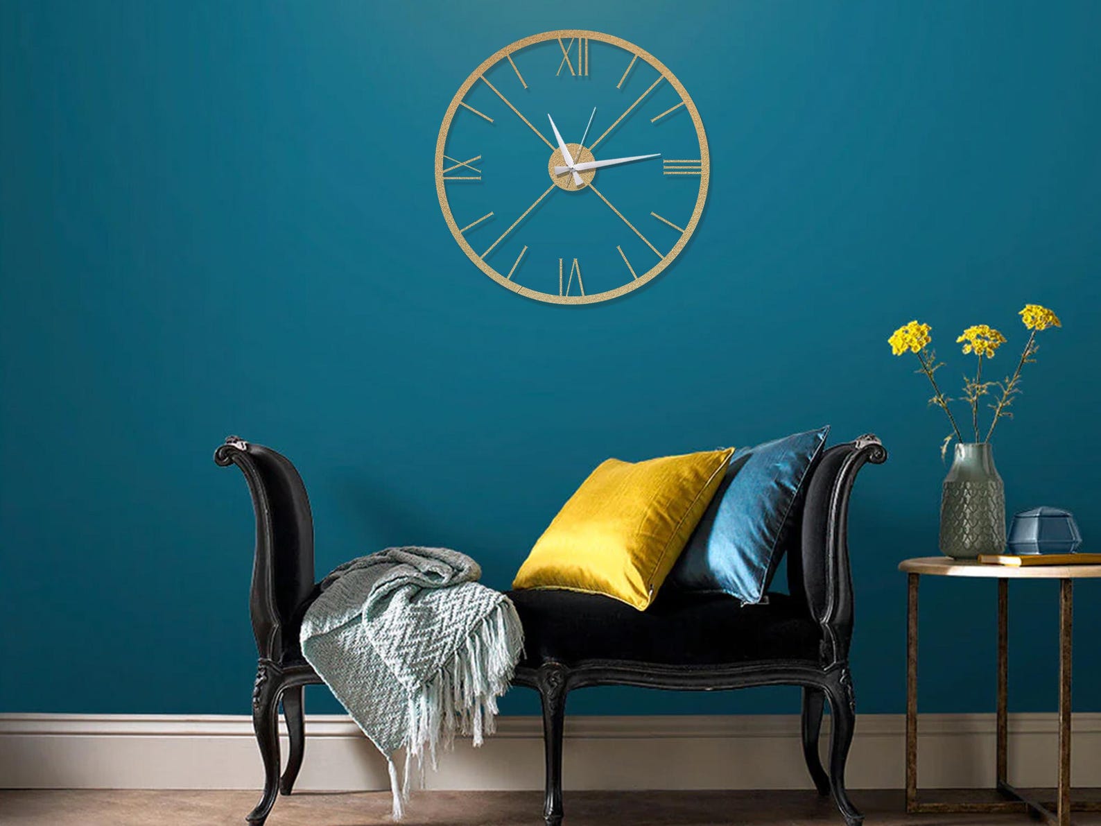 Modern Metal Gold Wall Clock, Gold Unique Wall Clock, Large Wall Clock ...