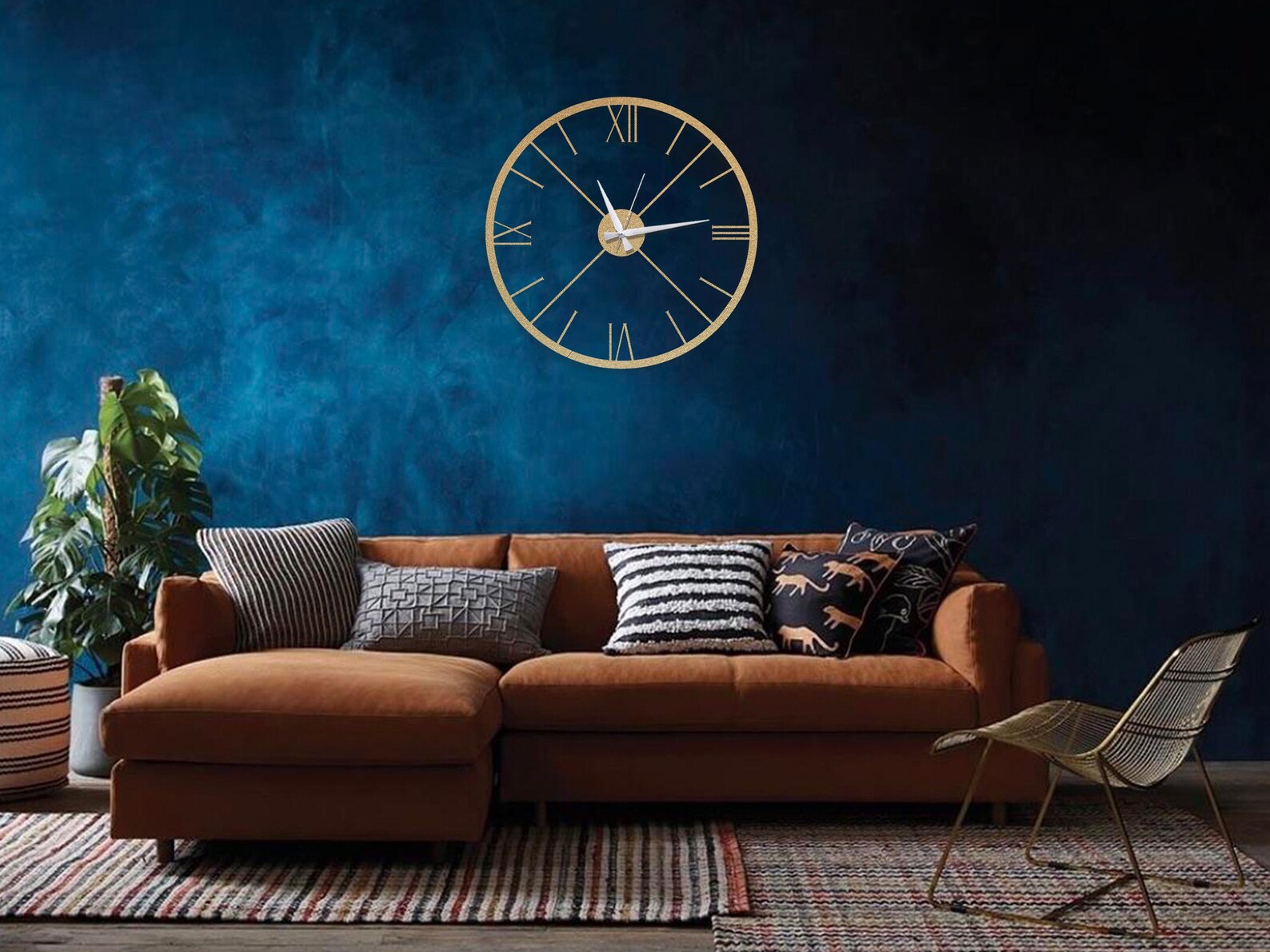 Modern Metal Gold Wall Clock, Gold Unique Wall Clock, Large Wall Clock ...