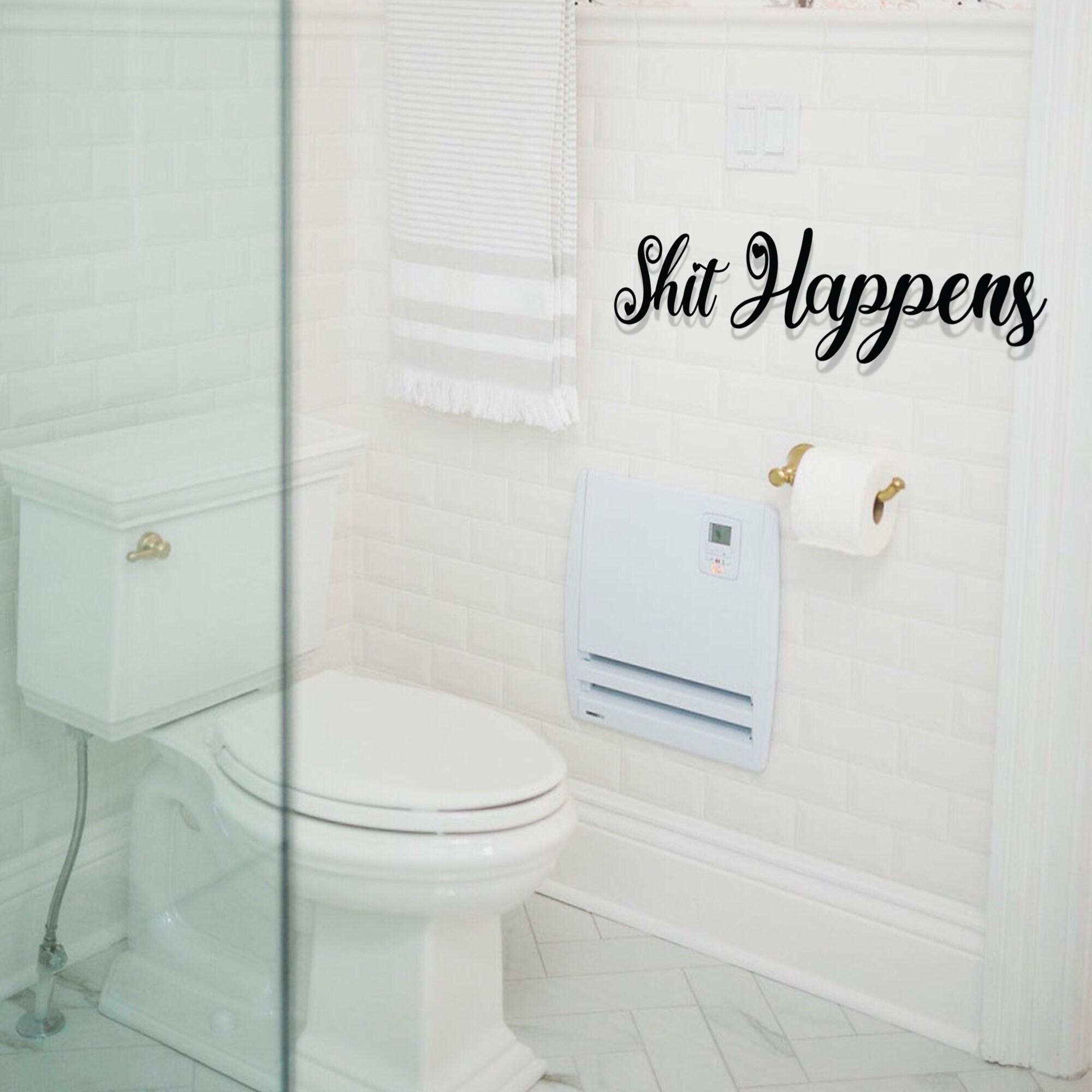 Funny Bathroom Metal Wall Sign, Shit Happens, Toilet Decor - Etsy