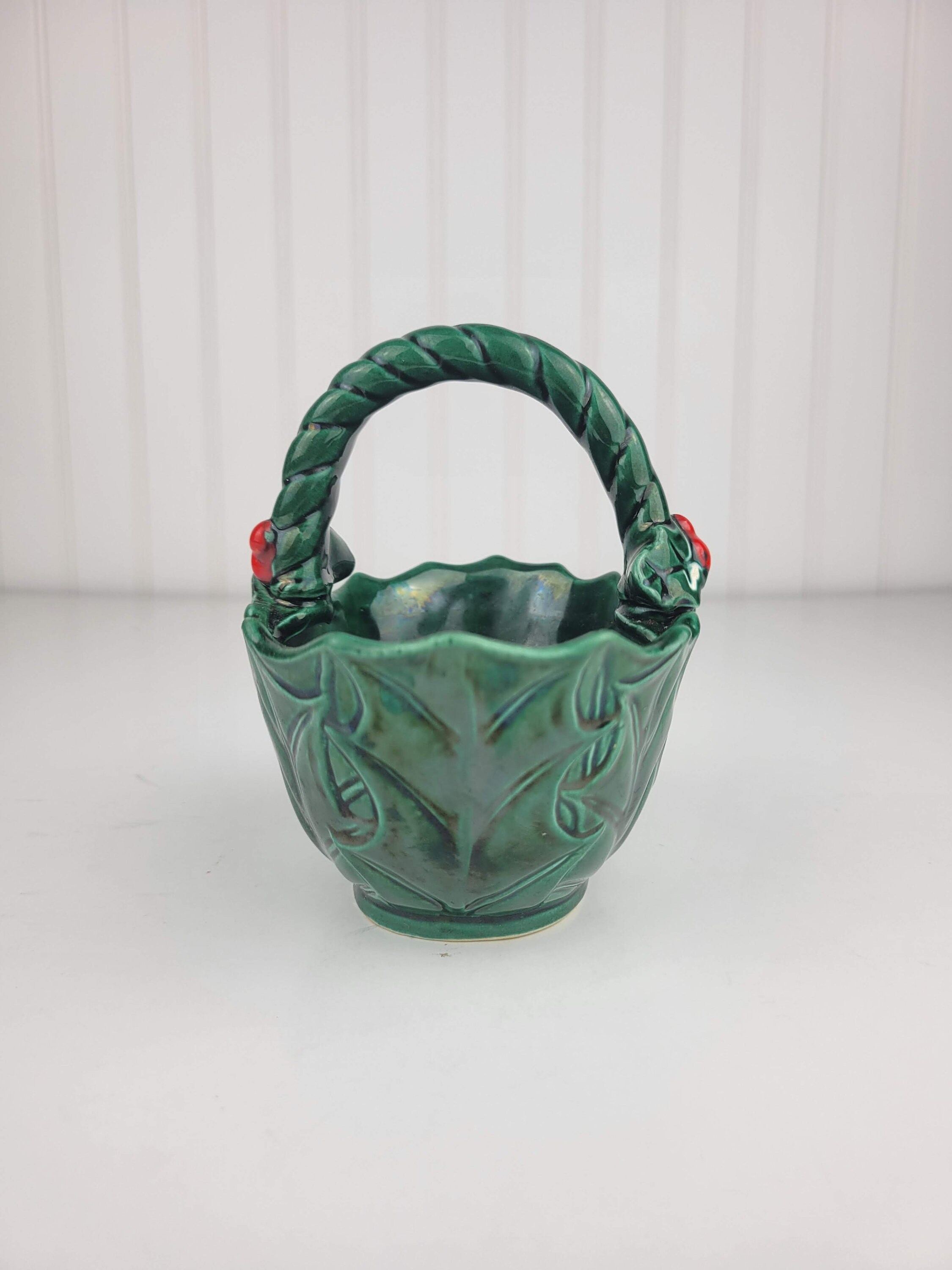 Vintage Lefton Ceramic Holly and Berries Basket With Handle - Etsy